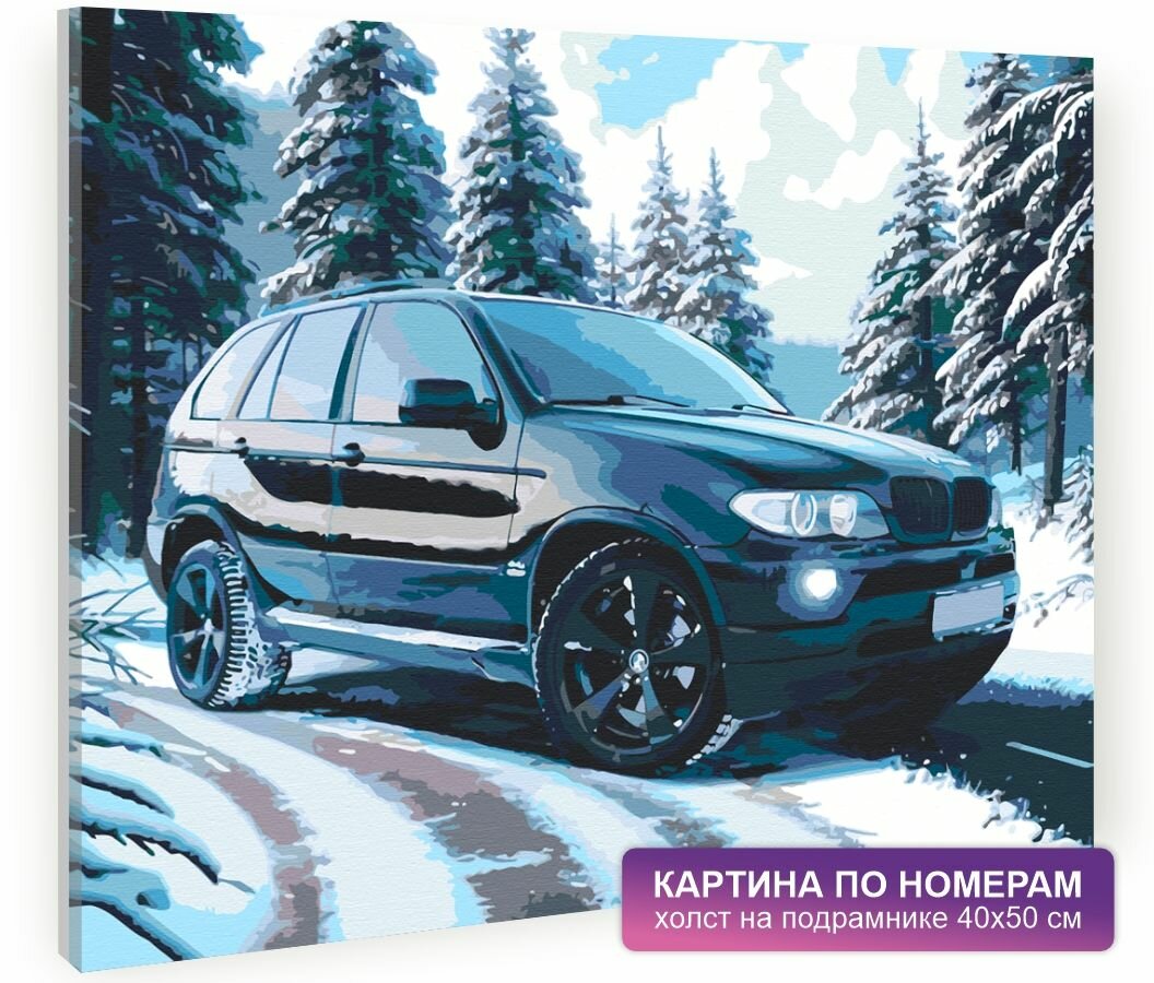 Картина по номерам на холсте с подрамником 40х50 см. Автомобиль, машина. "БМВ BMW X5", арт. 5558/