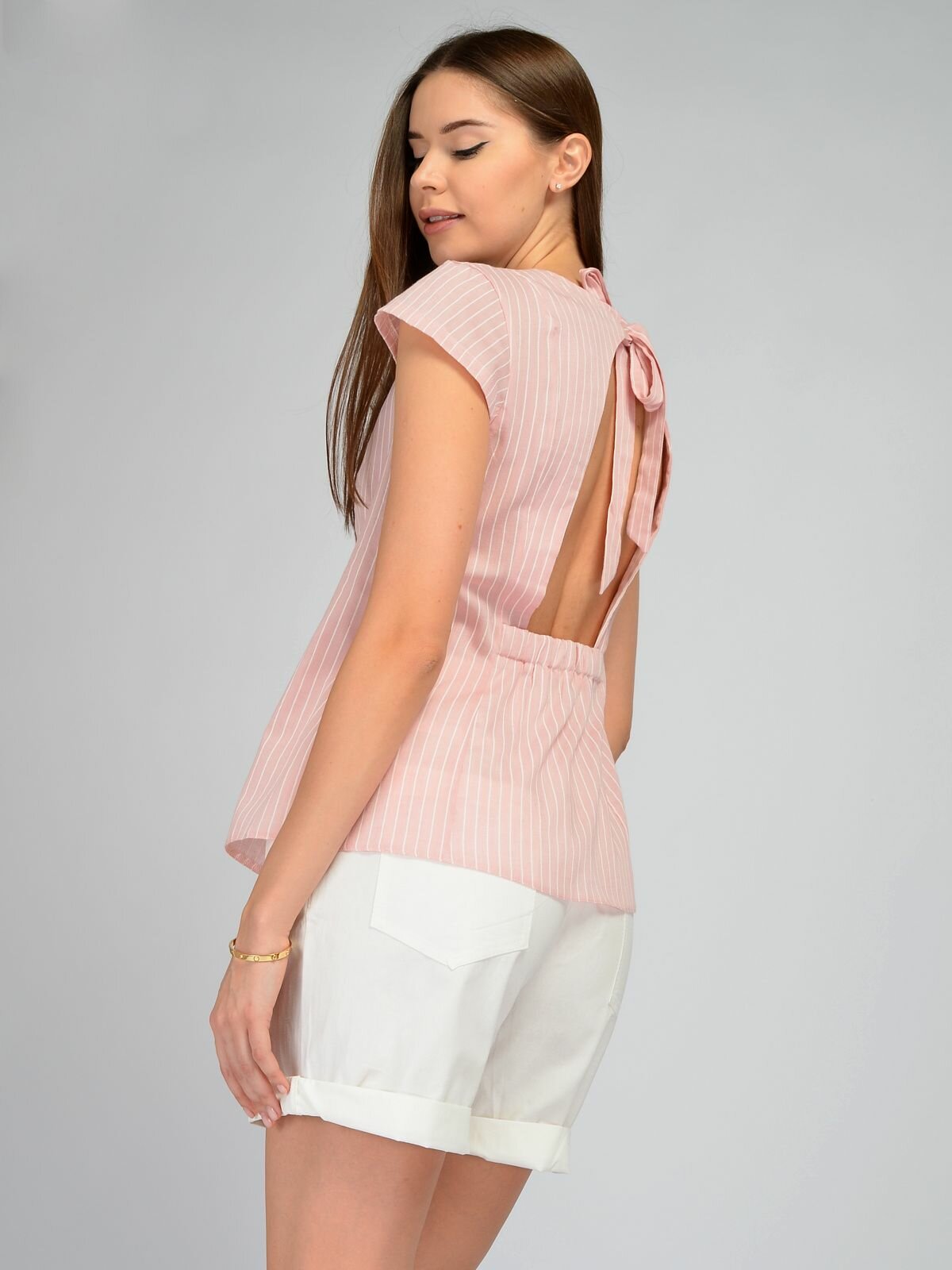 Блузка женская рубашка летняя повседневная пляжная хлопок с открытой спиной