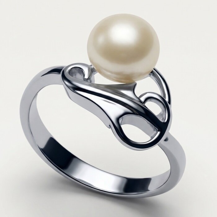 Кольцо, серебро, 925 проба, жемчуг