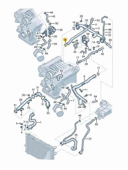 06C121119A VAG уплотнительное кольцо патрубка для AUDI A4 B6 / B7