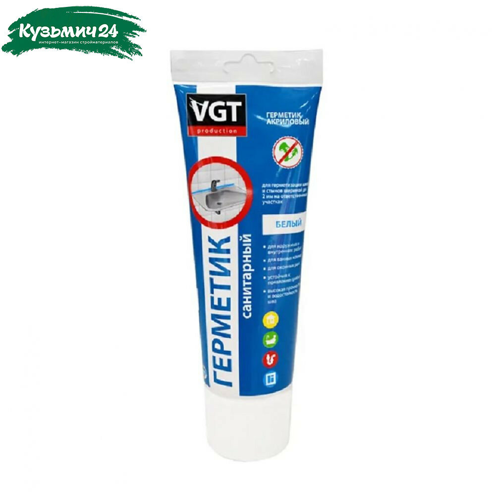 Герметик VGT акриловый, санитарный, прозрачный 280 г
