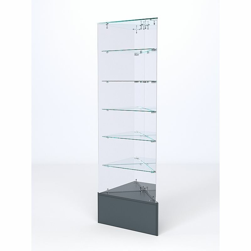 Витрина стеклянная "истра" угловая №611-У трехгранная (без дверок, бока - зеркало), Темно-Серый