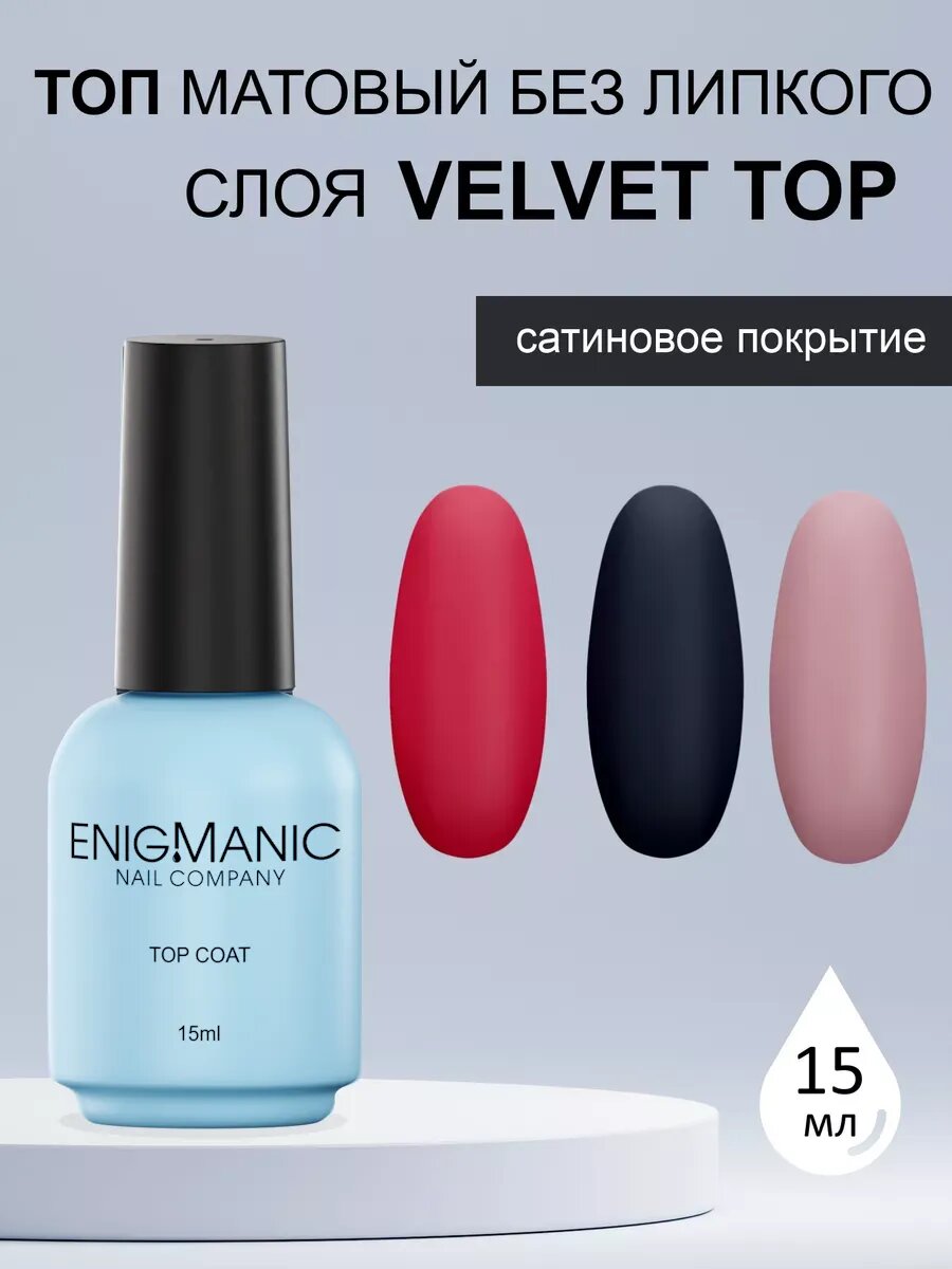 Топ для ногтей ENIGMANIC "Velvet", матовый, без липкого слоя