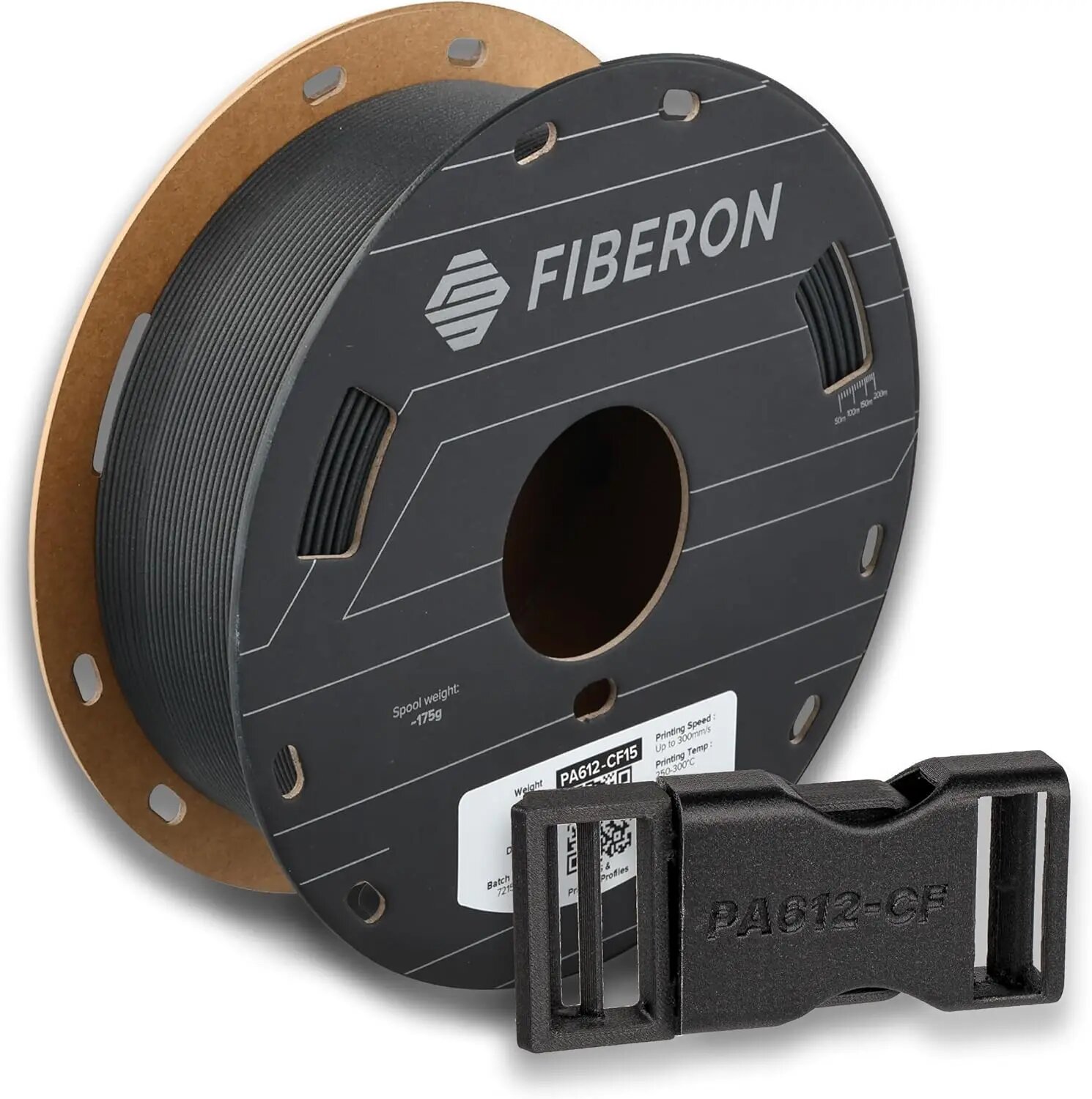 Antinsky Fiberon PA612-CF15 нейлоновая нить с углеродным волокном 1.75 мм чёрная 0.5 кг