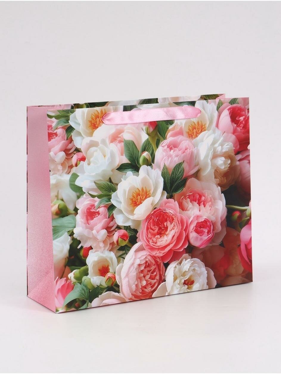 Пакет подарочный «Цветы», 30×25.5×9 см