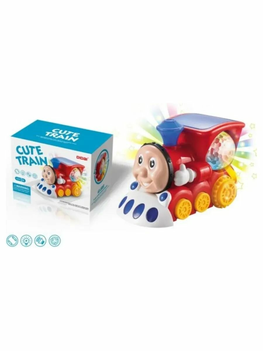 Игрушка-паровозик музыкальный со светом. Красный.