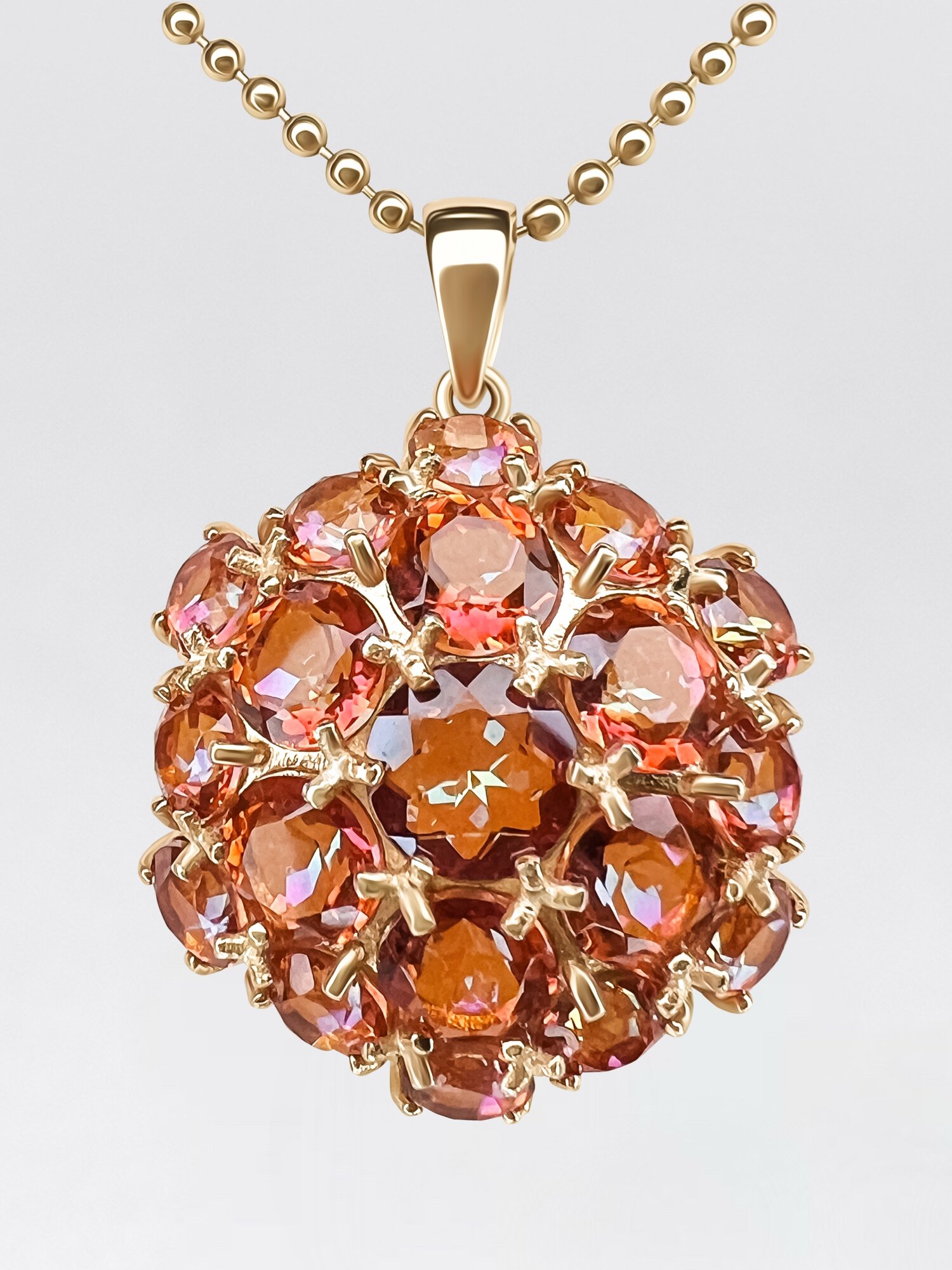 Подвеска, серебро, 925 проба, золочение, горный хрусталь