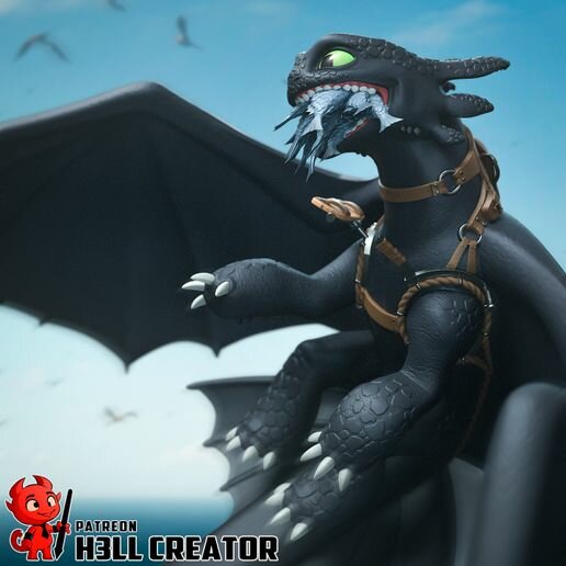 Сборная модель Toothless (How to Train Your Dragon), 167мм, 1/32 для покраски