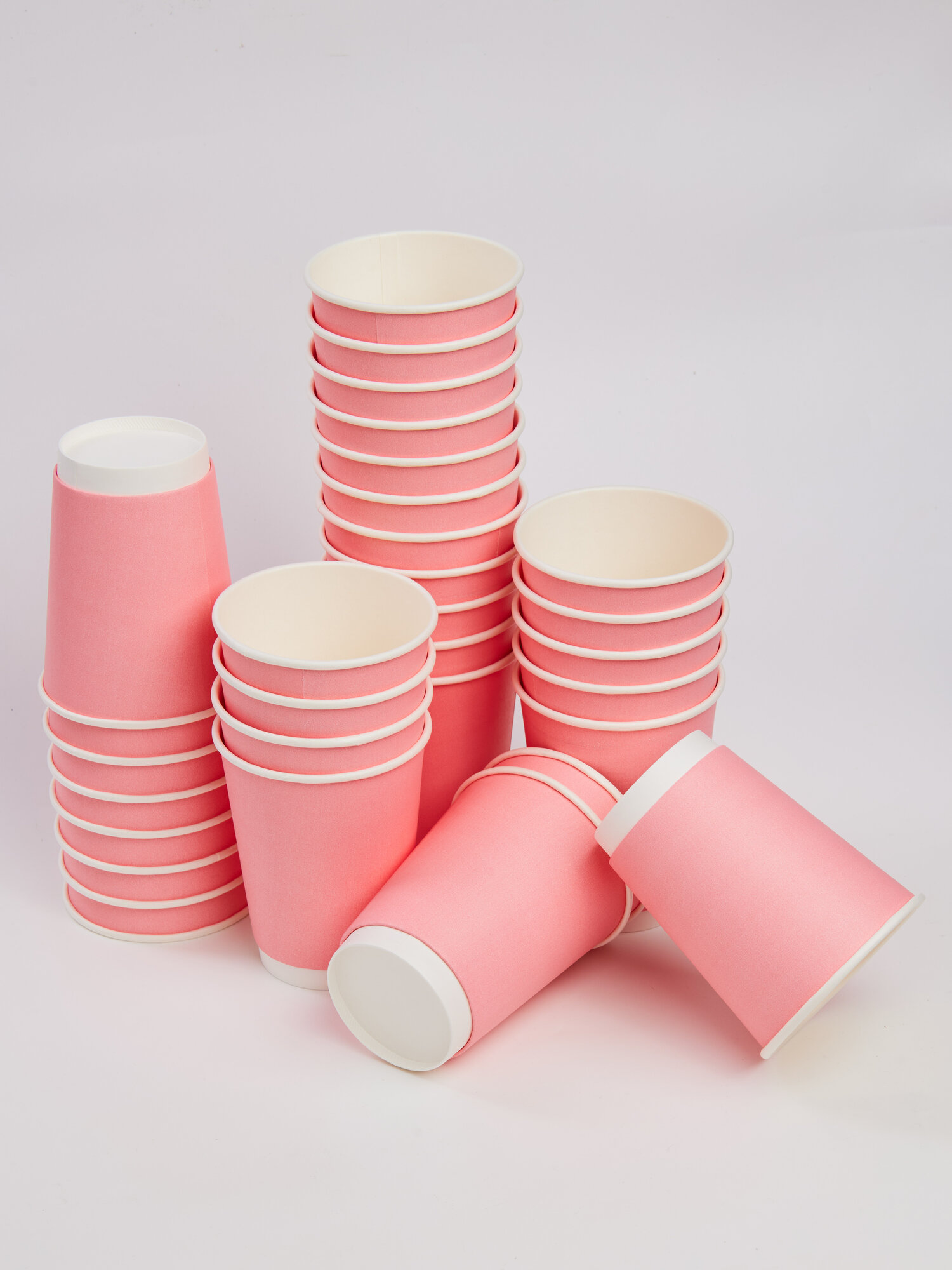 Стакан двухслойный бумажный 350 мл "Розовый", (30шт), для горячих и холодных напитков.