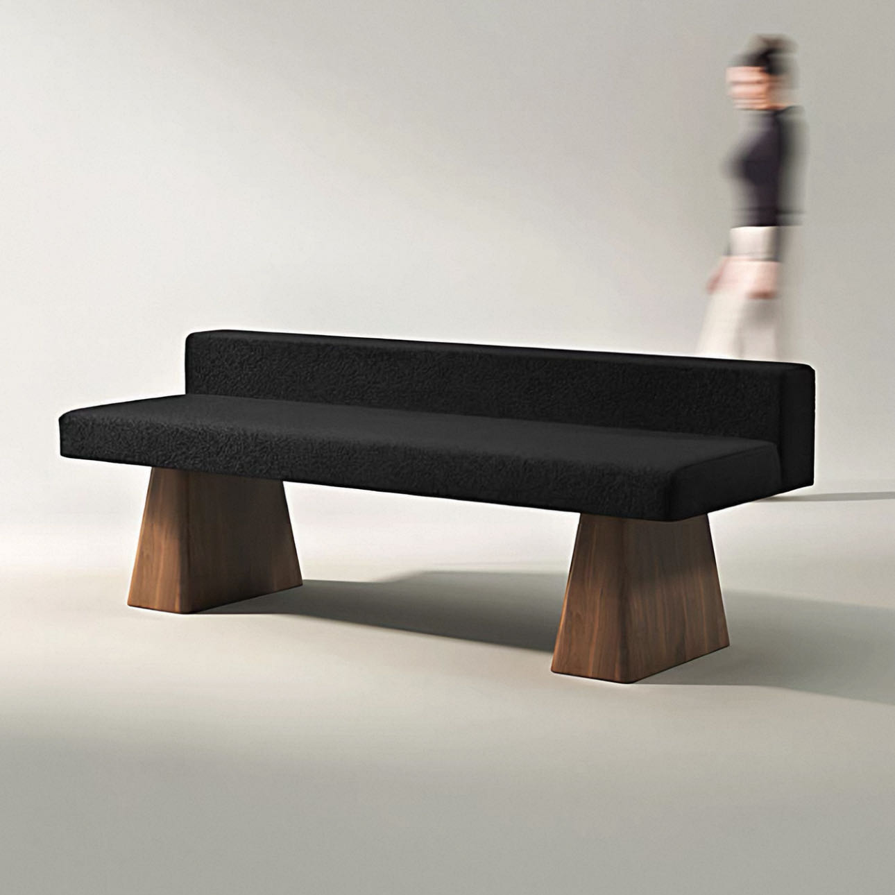 Интерьерная банкетка со спинкой и деревянным основанием Guadaira (120*60*65см / черный)