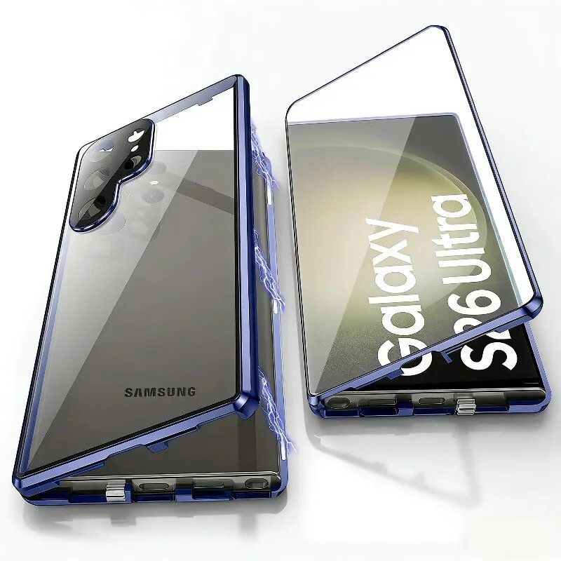 Чехол Samsung Galaxy S24 Ultra, синий, 360°
