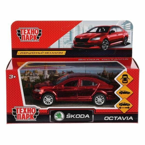 Машина металл. SKODA OCTAVIA Хром 12см. инерц. Технопарк