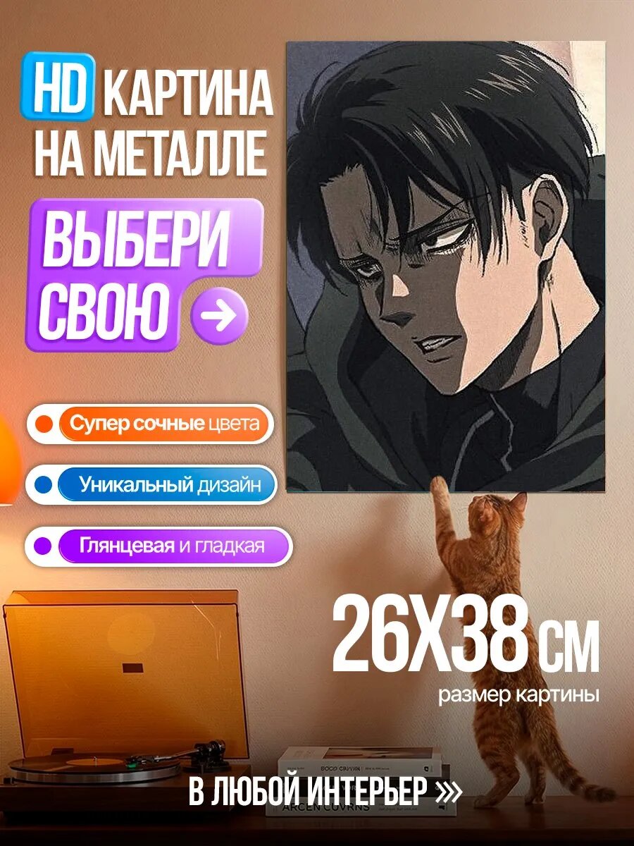 Картина на HD металле Леви Аккерман грустный