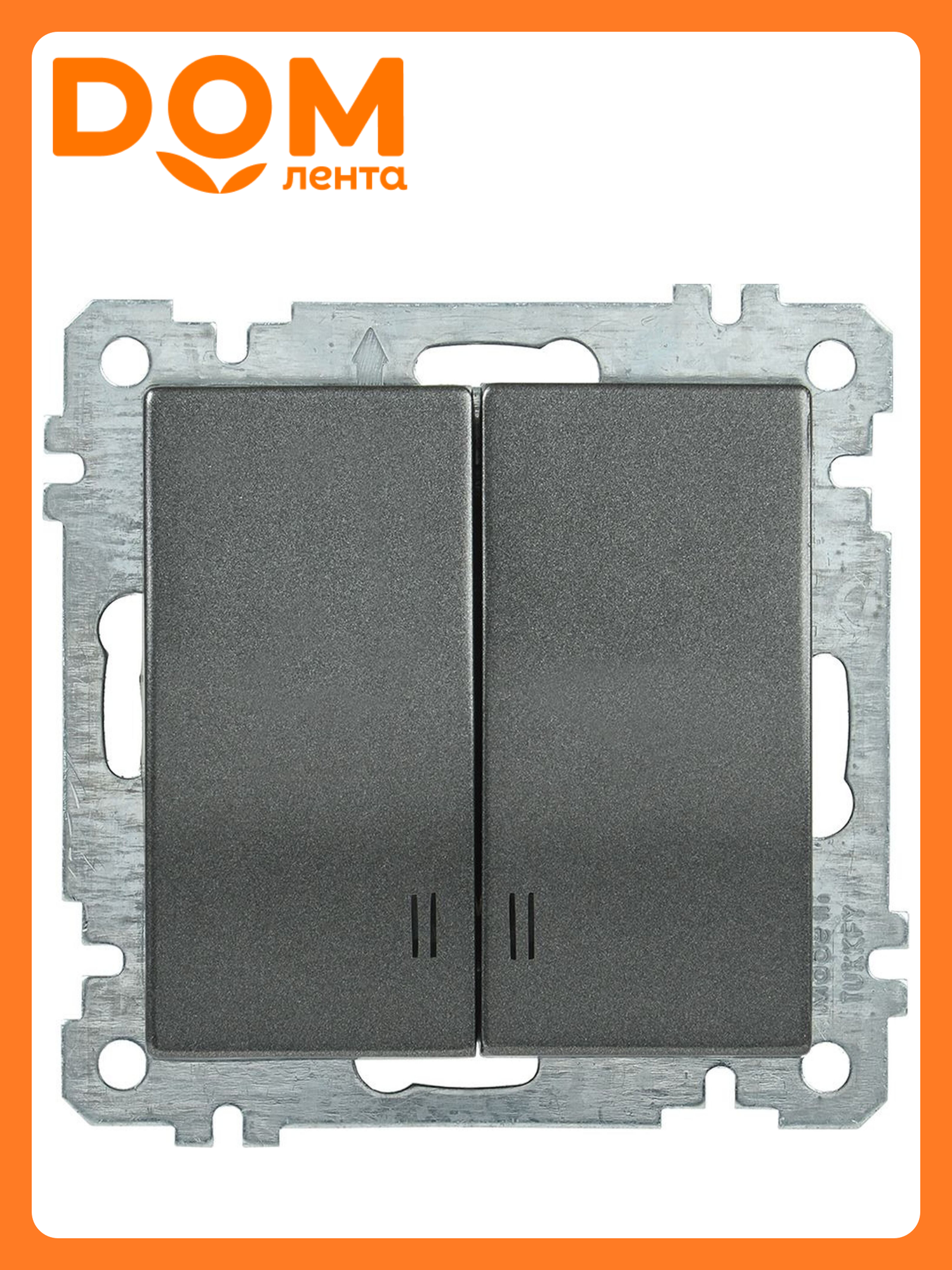 Выключатель IEK BOLERO ВС10-2-1-Б 2 клавиши с индикатором антрацит