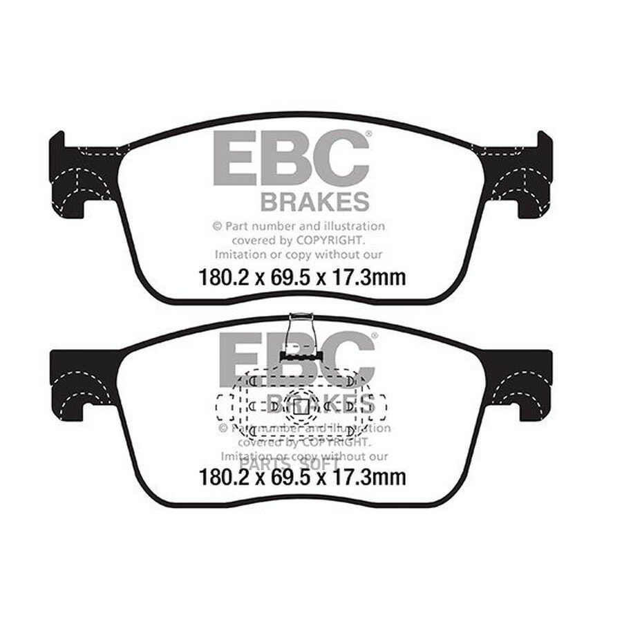 Накладки тормозные от официального дистрибьютора, EBC-BRAKES, артикул DP22308