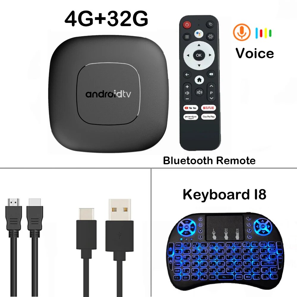 Android Smart TV Box Allwinner H313 8ГБ 128ГБ 4G 32G Voice I8