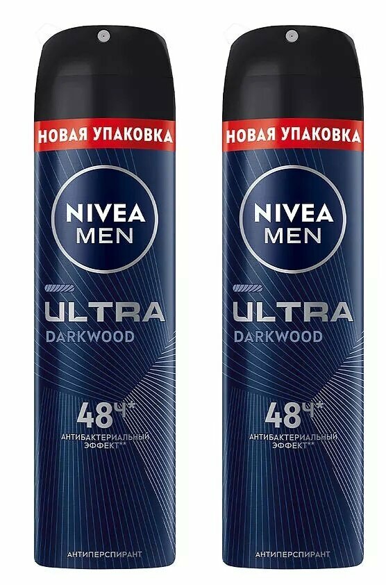 Дезодорант-антиперспирант Nivea Men спрей Ultra Darkwood , 150 мл 2шт