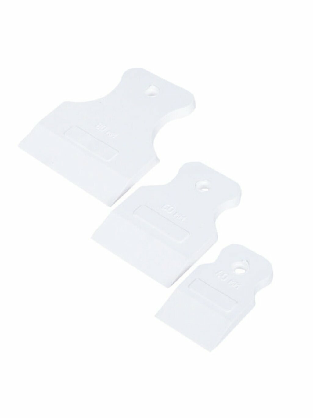 Набор шпателей РемоКолор 3 шт, резиновые, прямые 40, 60, 80 мм, белый цвет, артикул 12-2-102 для строительных работ