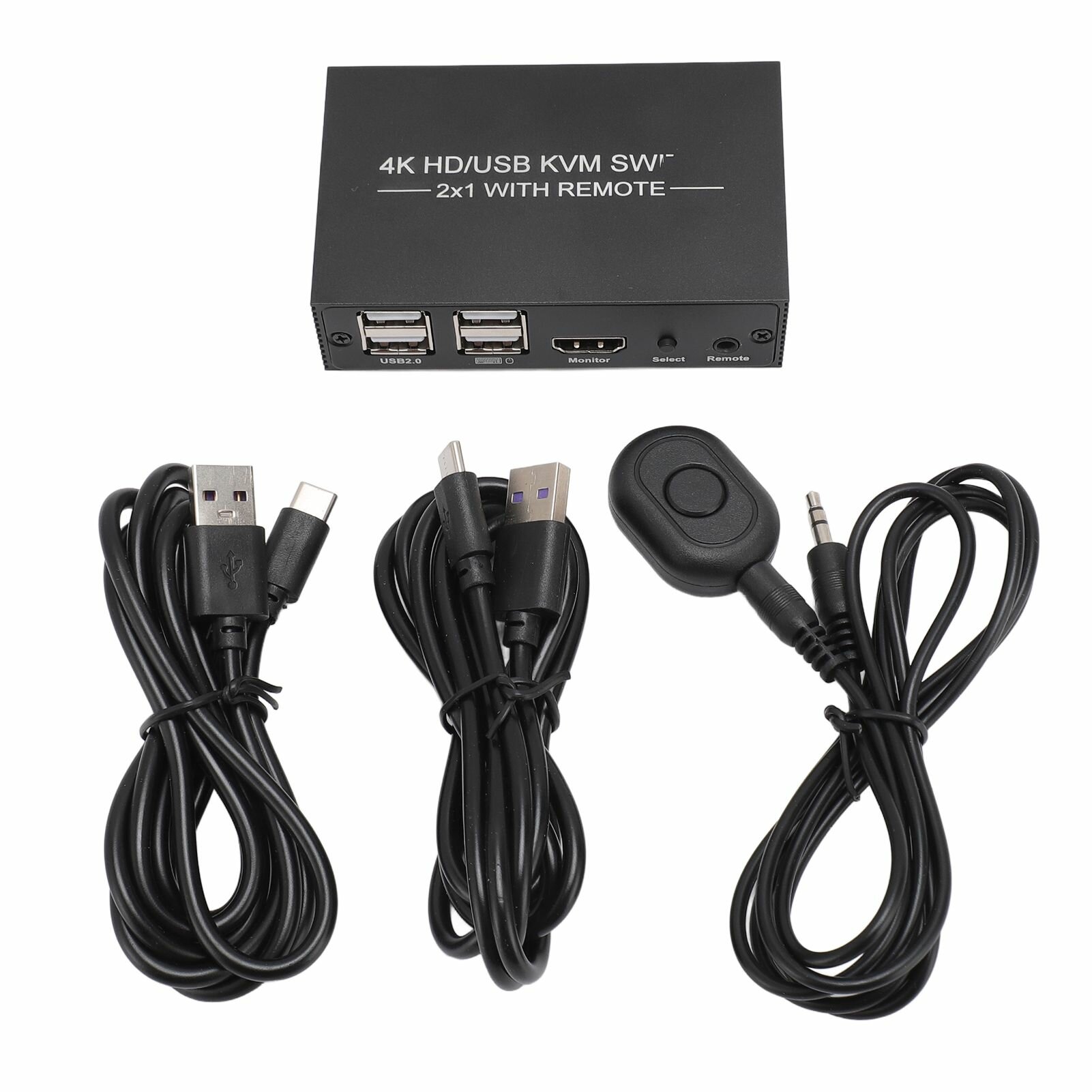 KVM-коммутатор 4 порта, USB 2.0, 1 дисплей на 2 компьютера, поддержка HDMI 4Kx2K