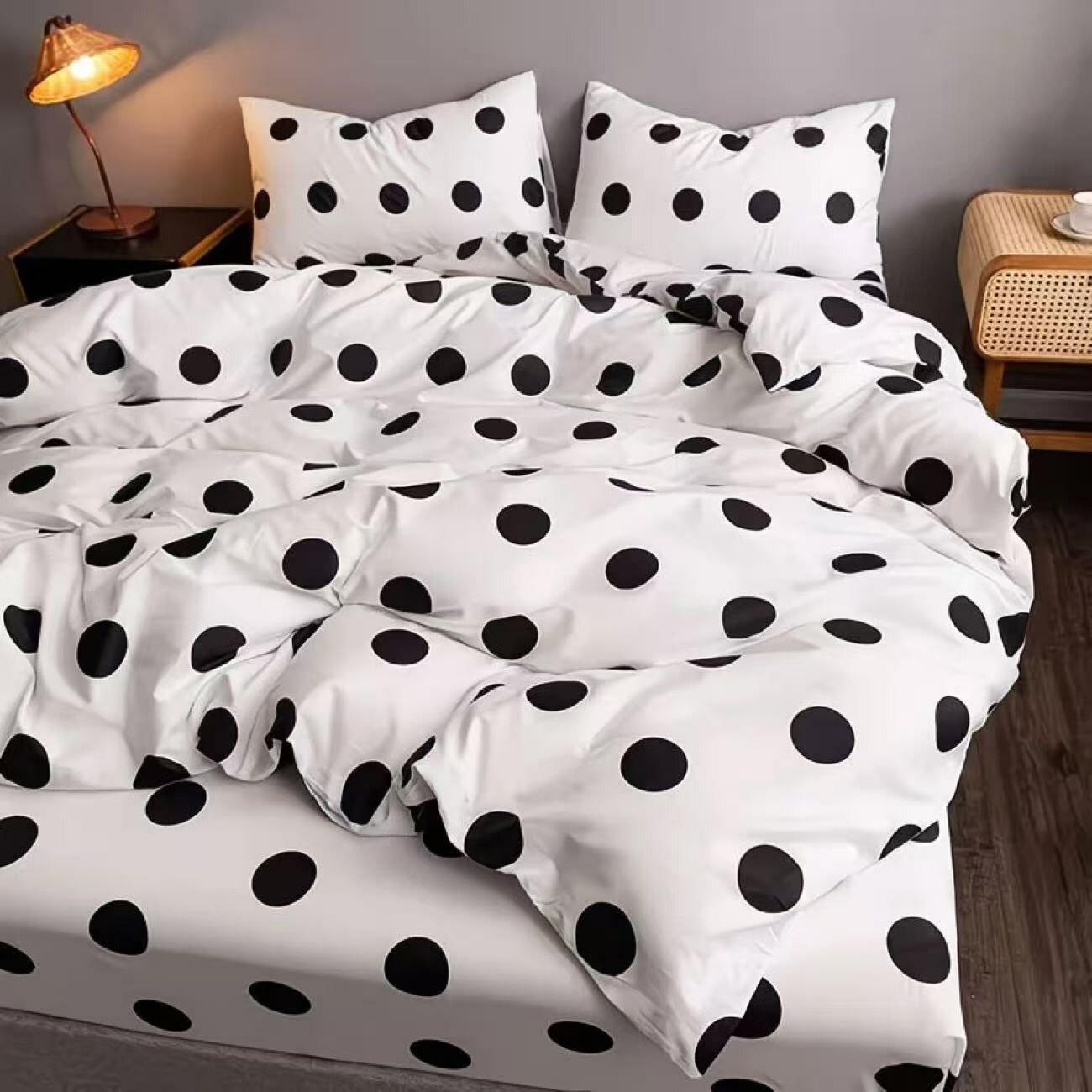 Комплект постельного белья из чистого хлопка, 4pcs, полностью хлопковый, , 200x230cm，белый