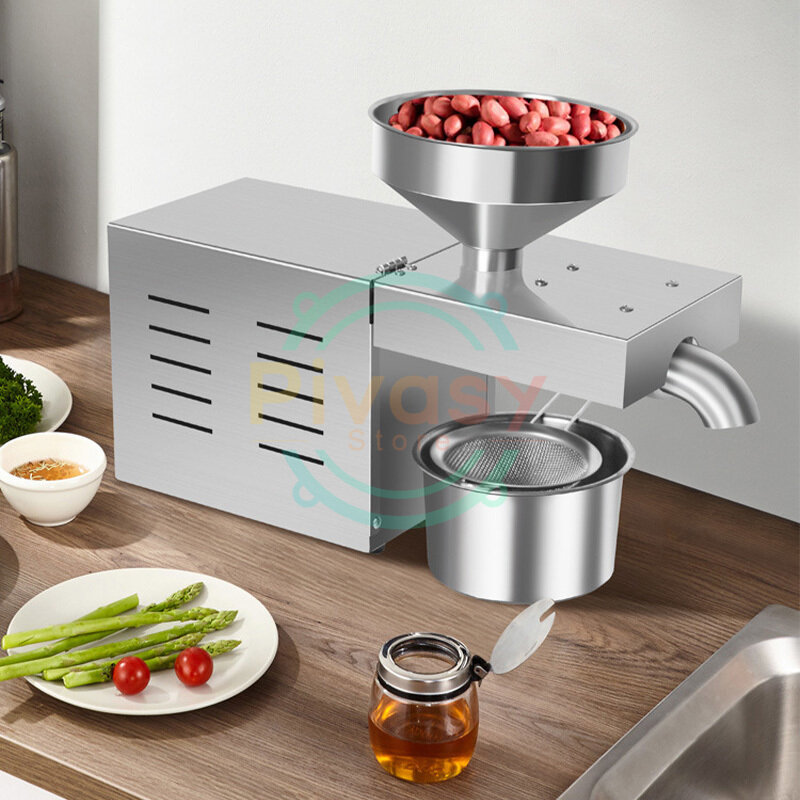 Маслопресс мощностью 500 Вт, выход масла 98%, устройство для горячего и холодного отжима, нержавеющая сталь