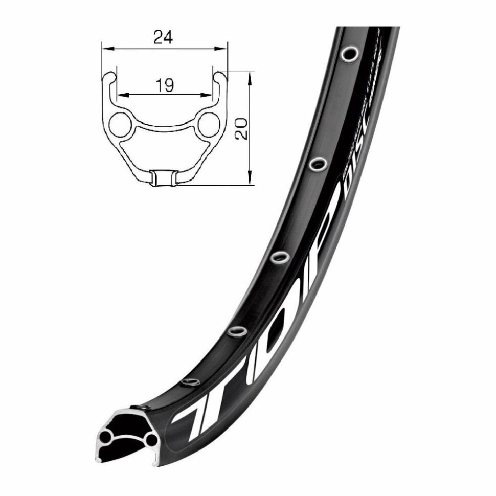 Обод 26” Remerx “TOP DISC RX 3019” (559x19), 32 спицы, a/v, двойной, пистонированный, черный.