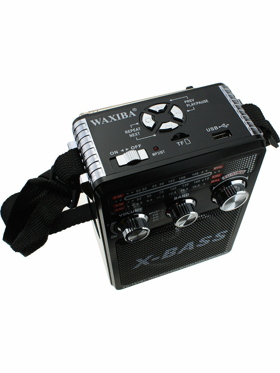 Радиоприемник XB-181BT USB/microSD/bluetooch Waxiba, фонарик, черное
