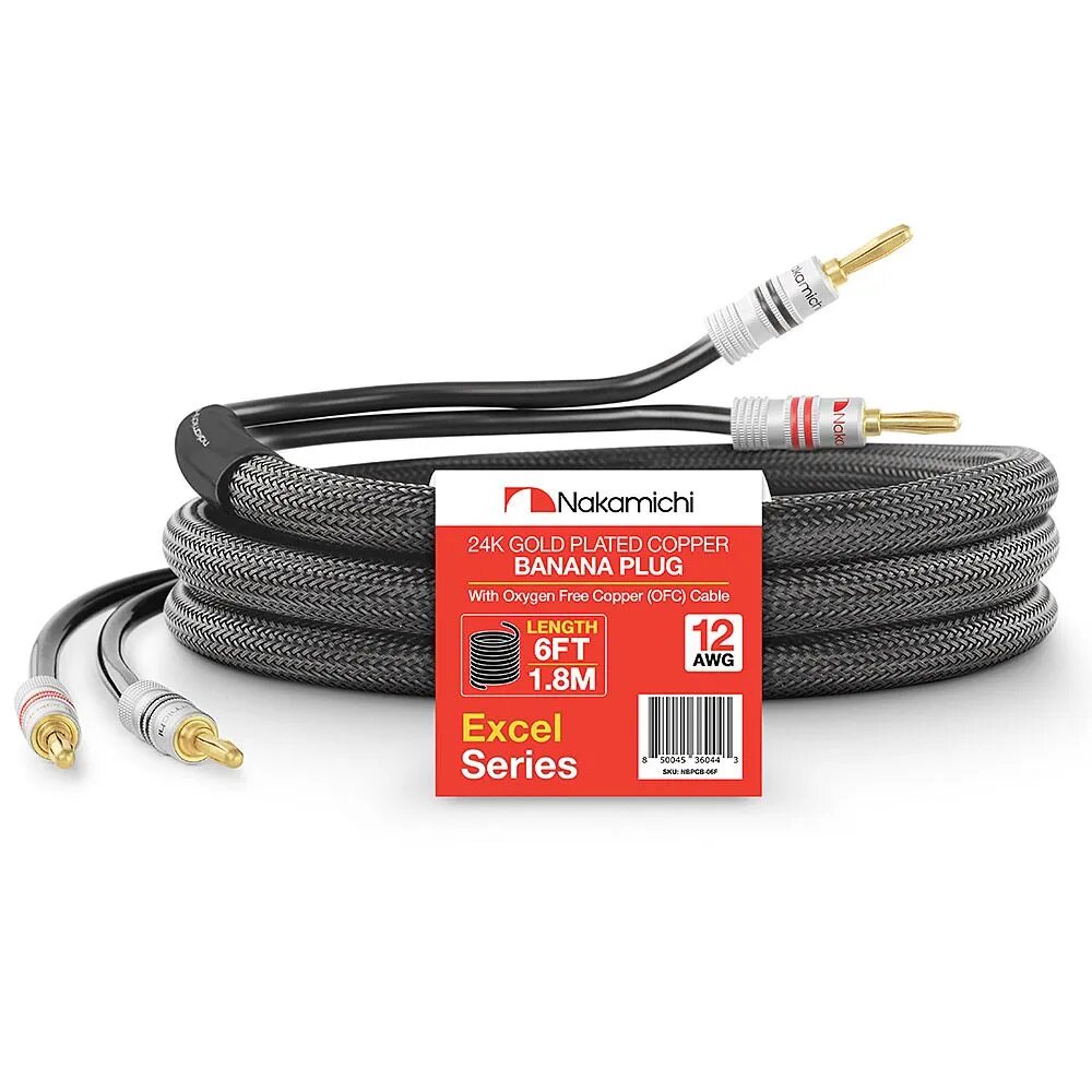 Nakamichi Аудиокабель BANANA/BANANA, 1.8 м, черный