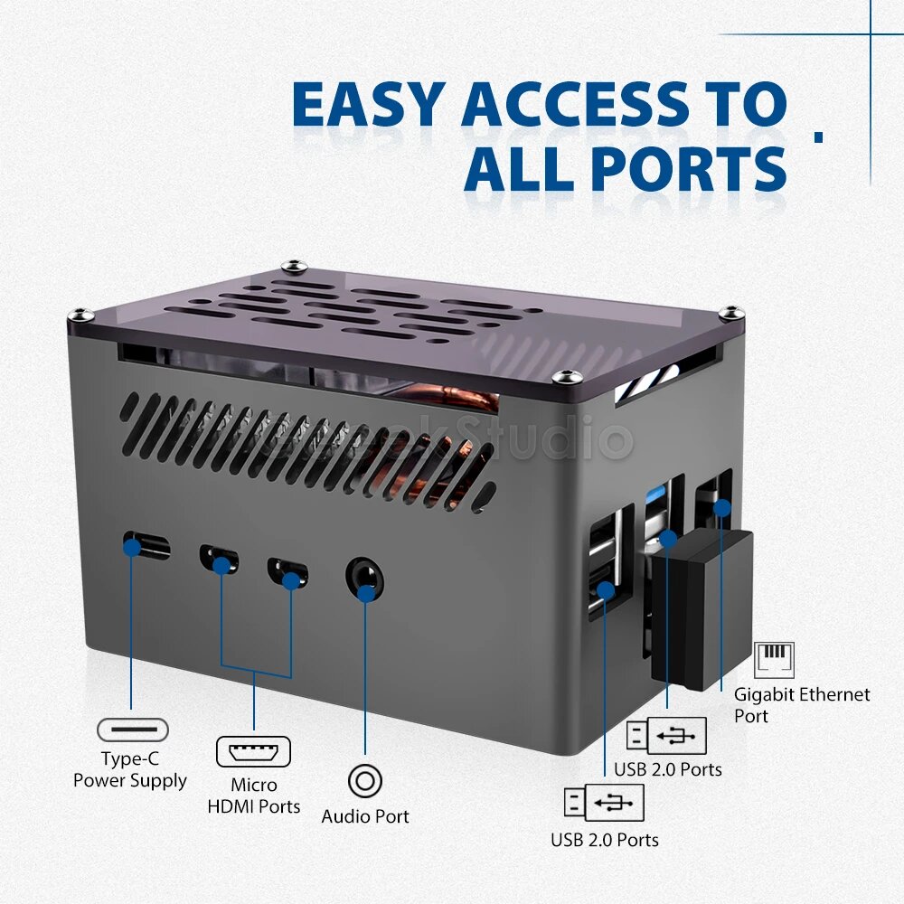 NAS Case Kit для Raspberry Pi 4B с вентилятором — фото 1