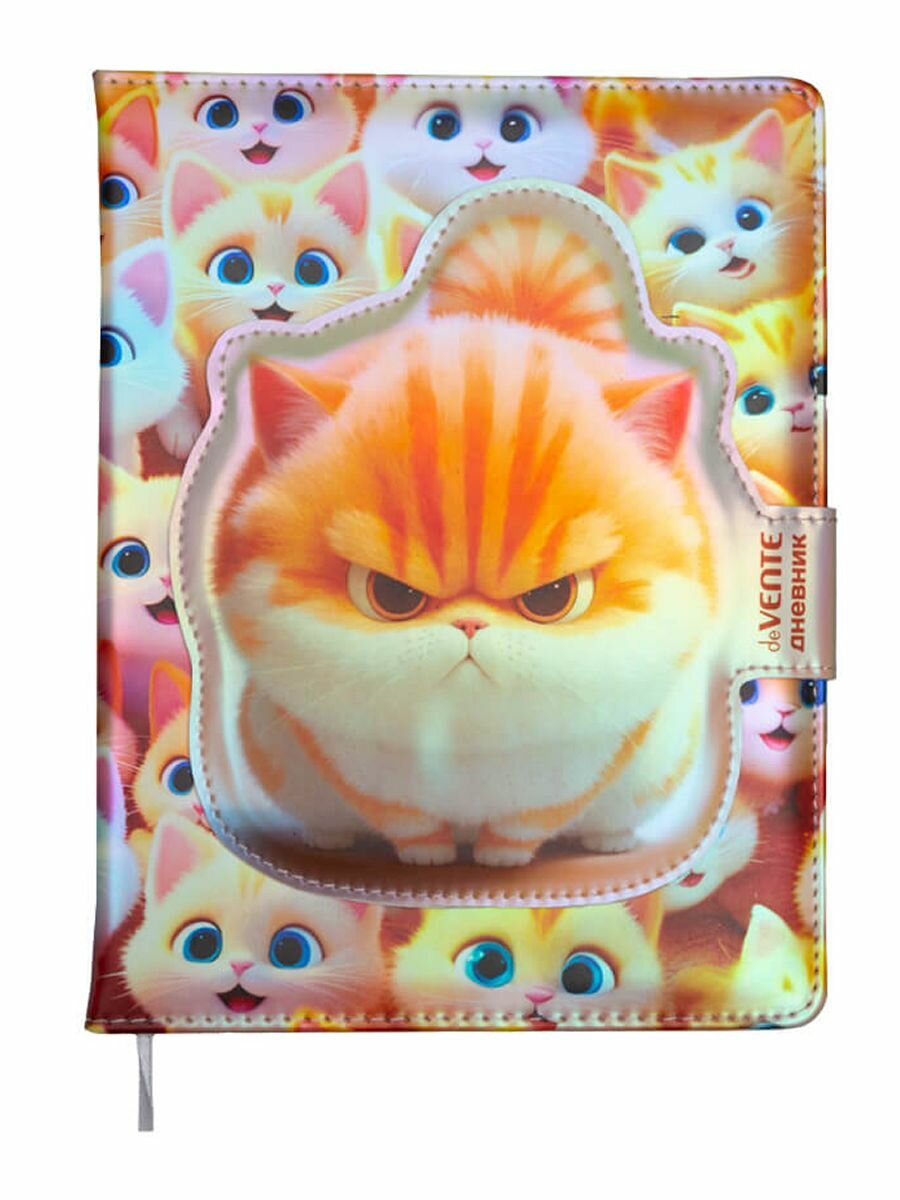 Дневник школьный 1-11 класс deVente Angry Cat, 48 листов, обложка из искусственной кожи с магнитной створкой