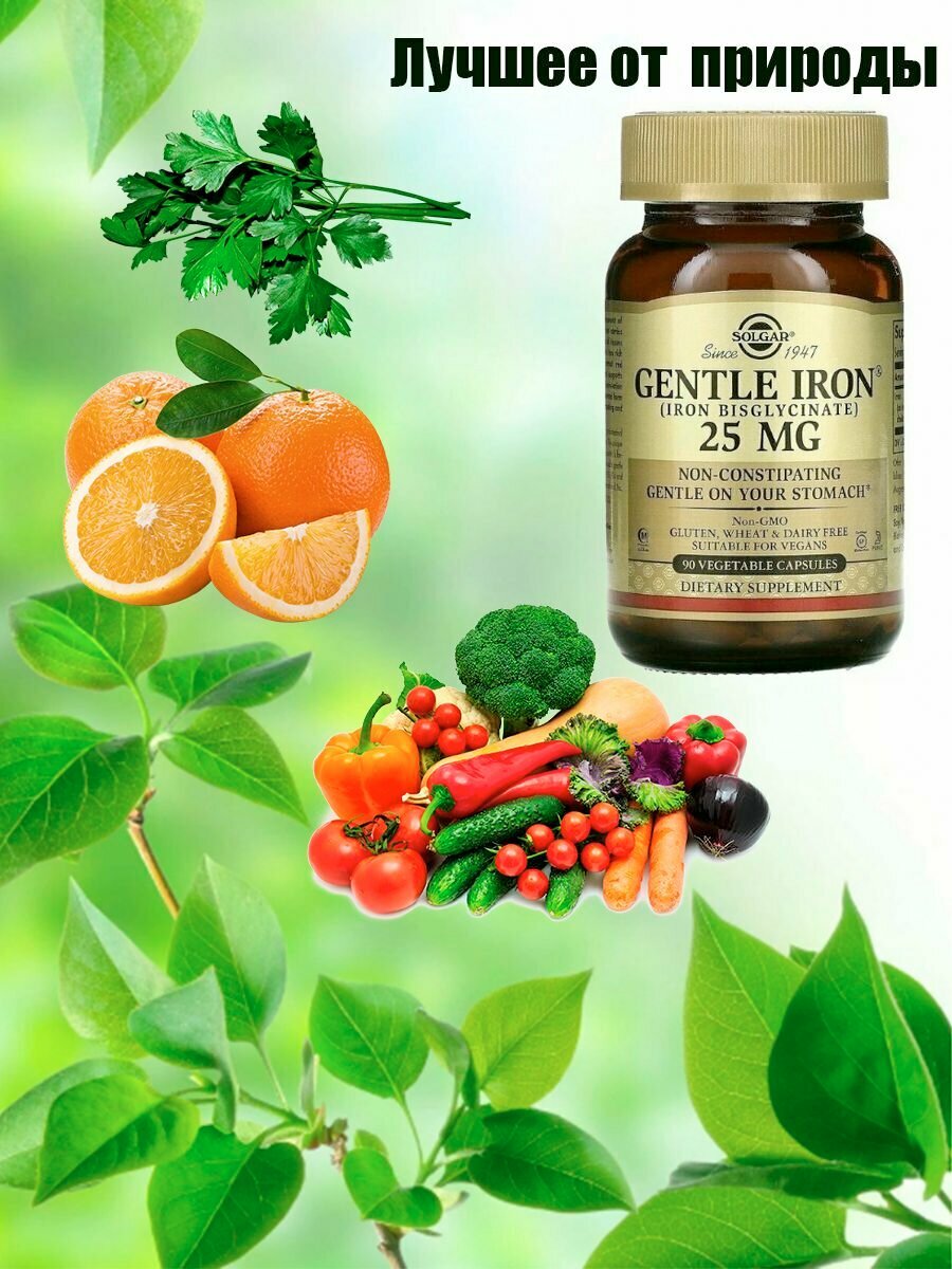 Swanson Gentle Iron 25 мг 90 капсул