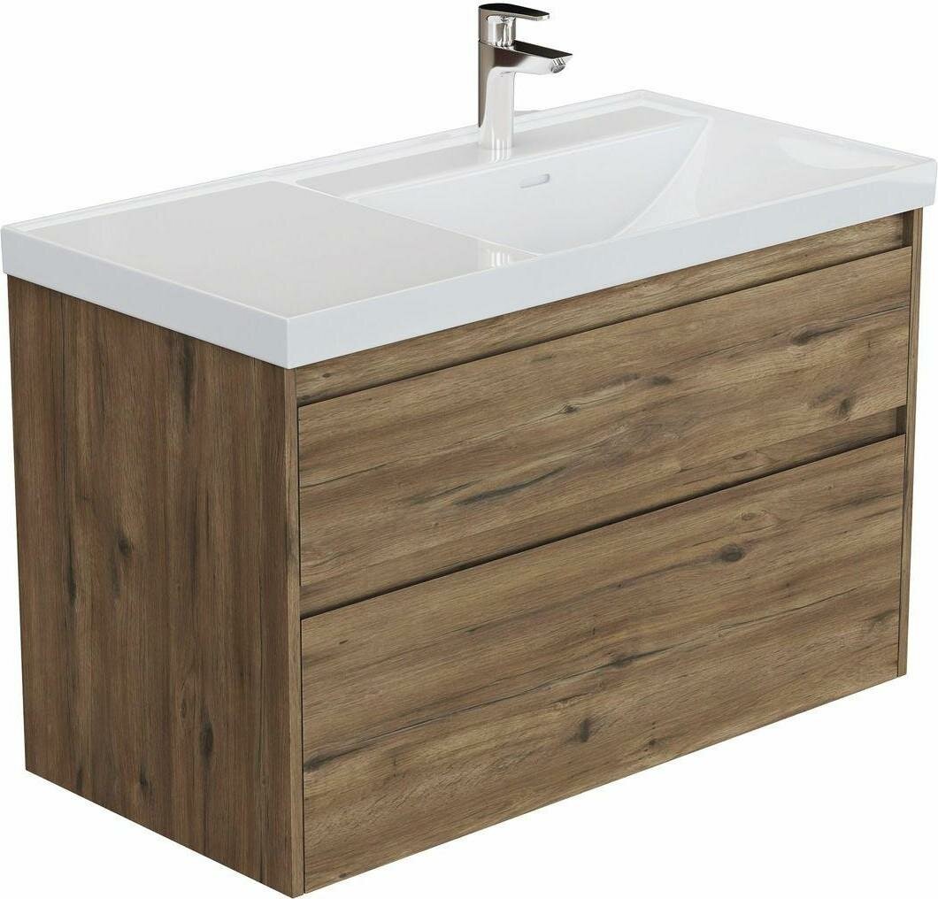 Тумба под раковину Aquanet Nova Lite 2.0 90 R 346317 подвесная цвет Дуб рустикальный