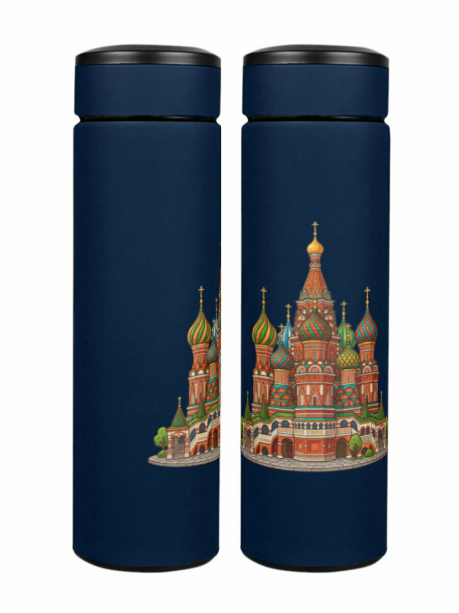 Термос «Храм Василия блаженного» (темно-синий)