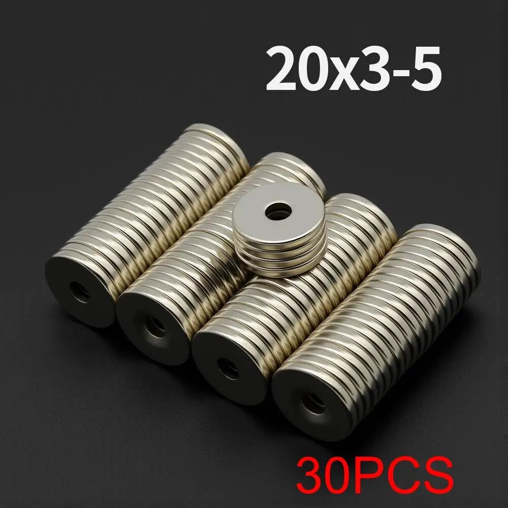 Неодимовые магниты 20x3-5мм N35, 30шт
