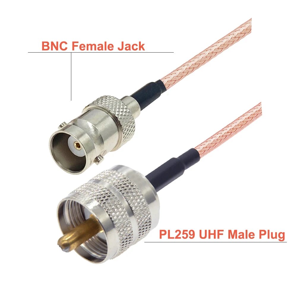 Коаксиальный кабель BEVOTOP RG316 BNC-PL259 15-20 м 10CM, BNC F to UHF M