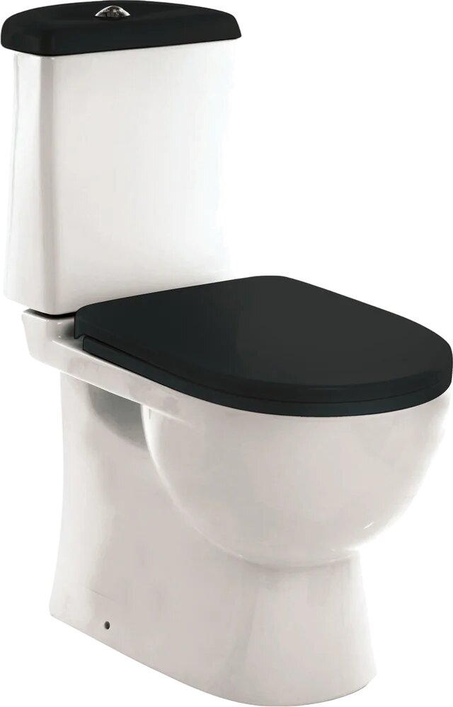 Унитаз-компакт напольный Sanita luxe Best Color Black с микролифтом, антивсплеск, фарфоровый, белый, черный, глянцевый, овальный, с нижним подводом, сиденье для унитаза в комплекте