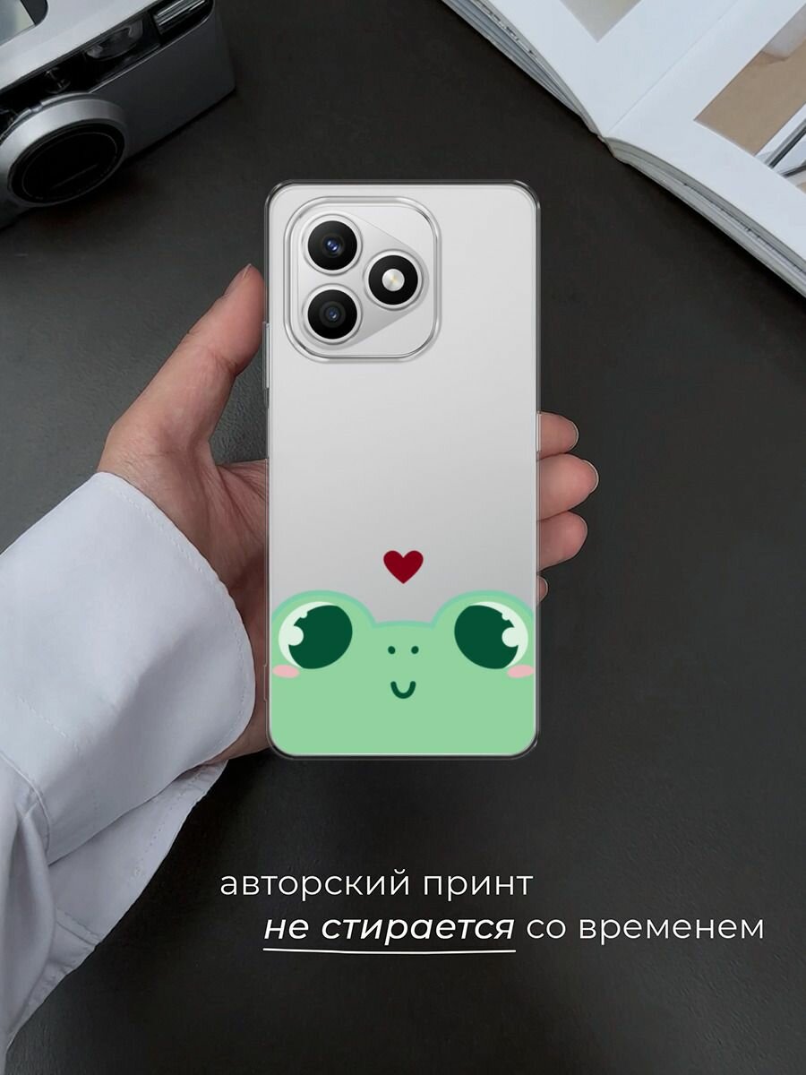 Чехол на Honor X8d / Хонор X8d с принтом Влюблённая лягушка, прозрачный — фото 1