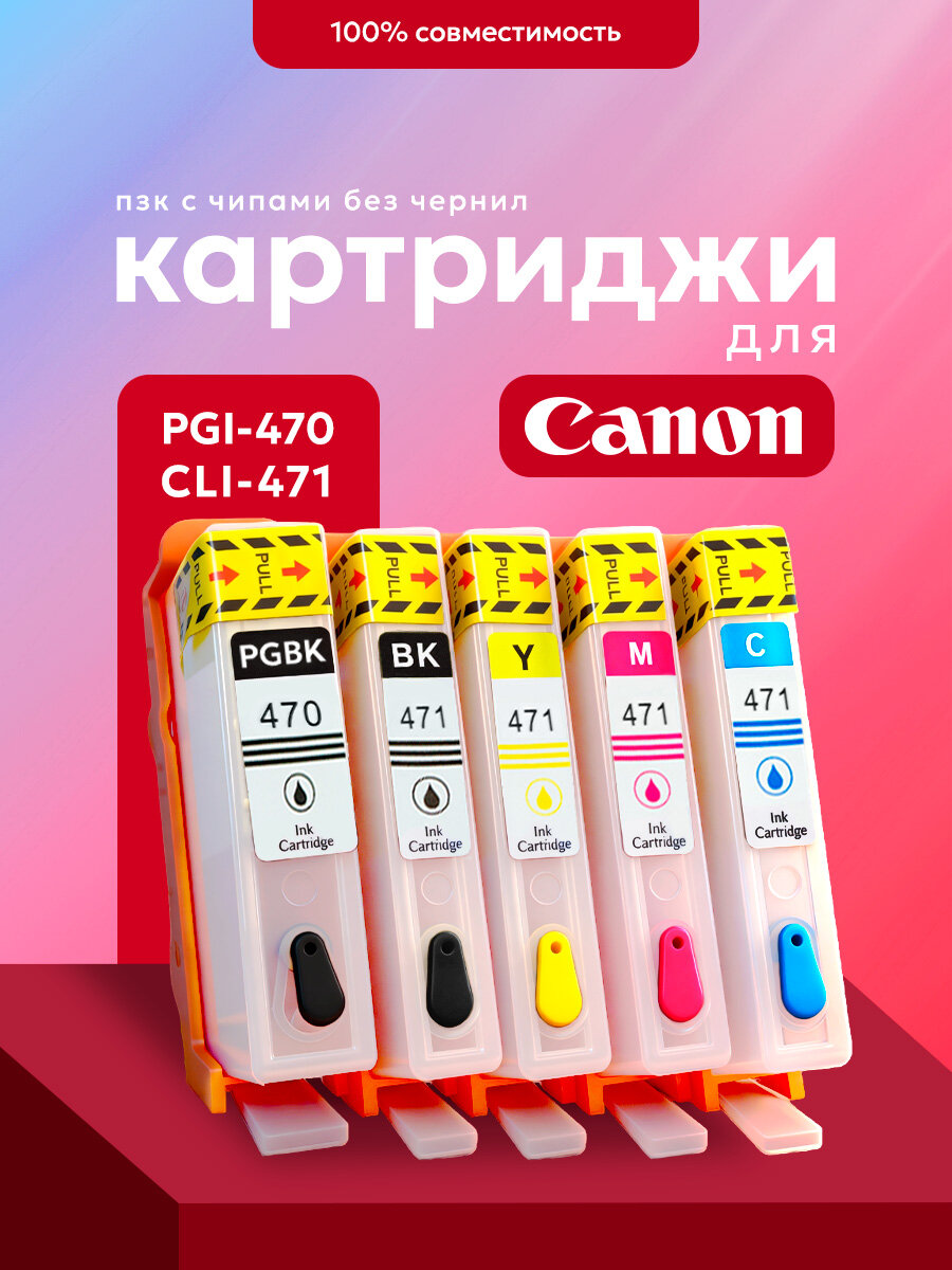 Комплект ПЗК PGI-470/CLI-471 XL для Canon с чипами (без чернил), 5 цветов Inkmaster