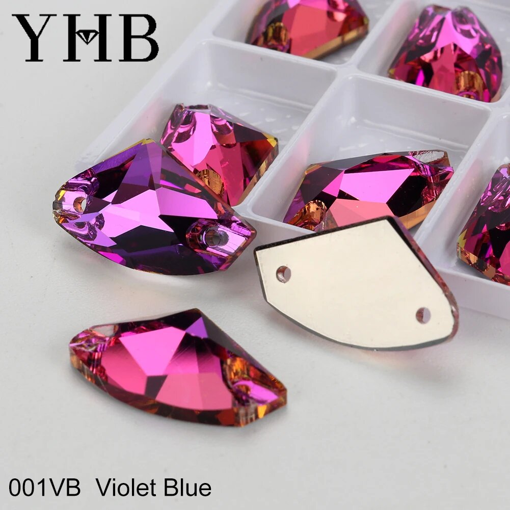 Стразы YHB фиолетовые 17-27мм, 12шт, 001VB Violet Blue