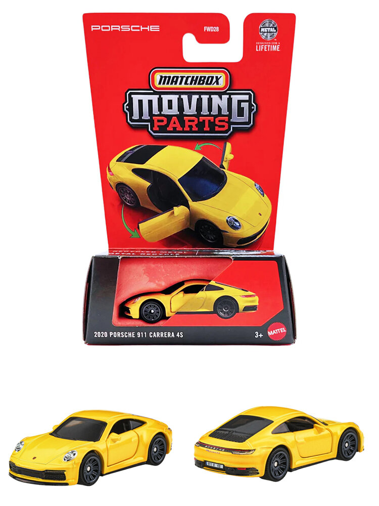 Машинка Matchbox 2025 FWD28 Moving Parts 1/64 Diecast Scale Model Car 2020 Porsche 911 Carrera 4S