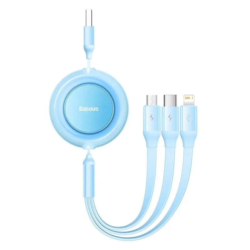 Выдвижной кабель Baseus 3 в 1, Light blue, 1.1 м
