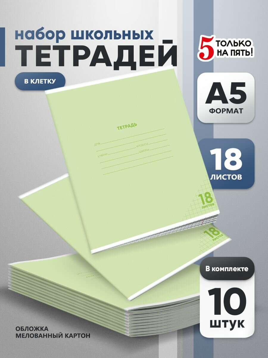 Тетрадь 18 листов в клетку 10 шт
