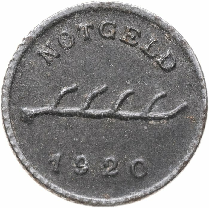 Германия, Аален 2 пфеннига 1920, Железо, в сохранности VF