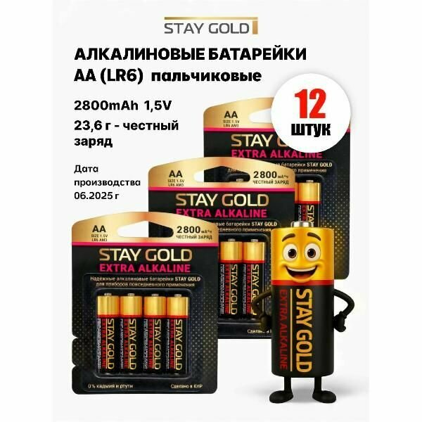 Батарейка алкалиновая STAY GOLD SG-AA-12