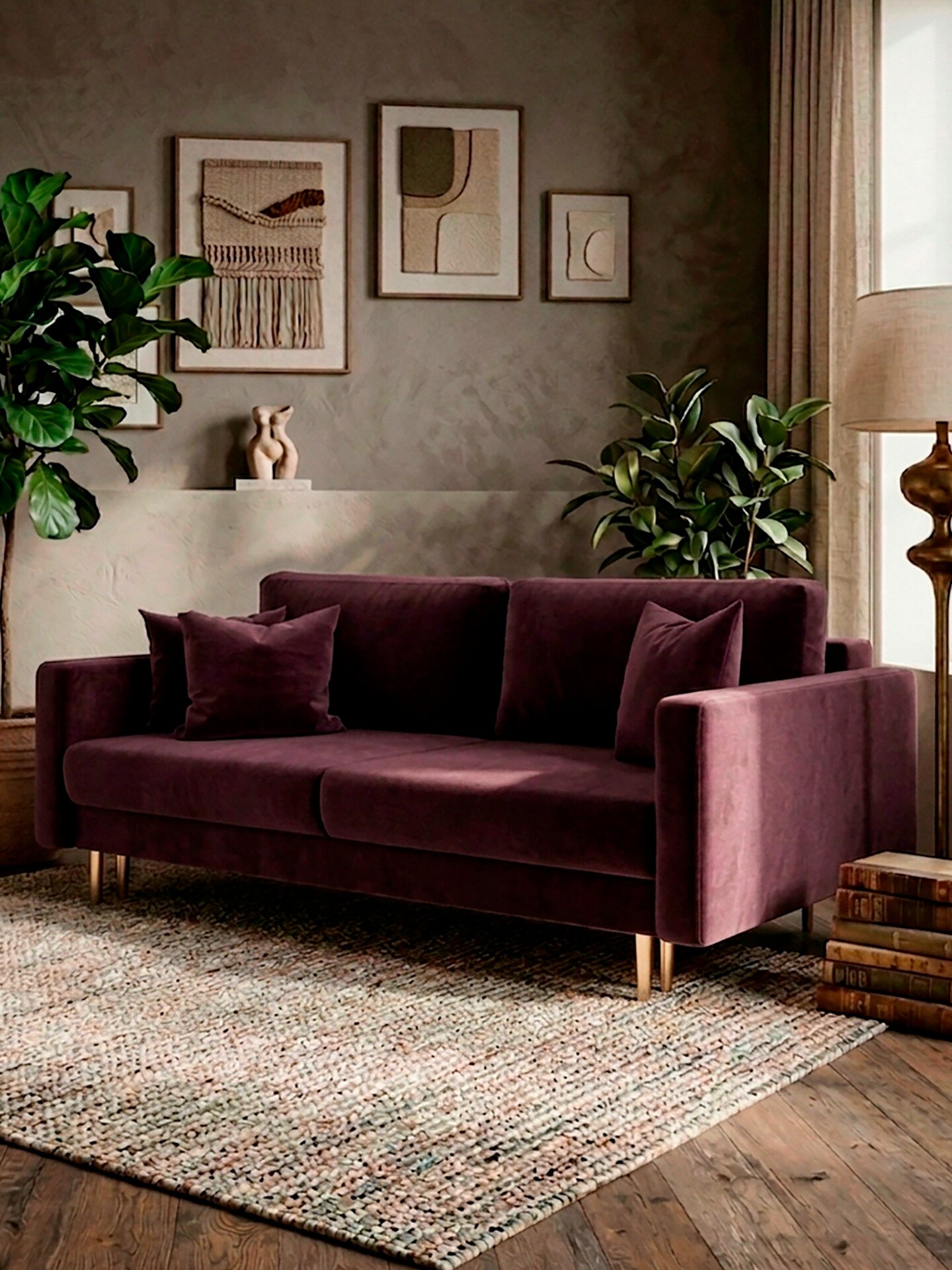Диван Астро Лайт Velutto 15 NEW 230x110x90 см, бордовый Велютто, еврокнижка GOODFORM