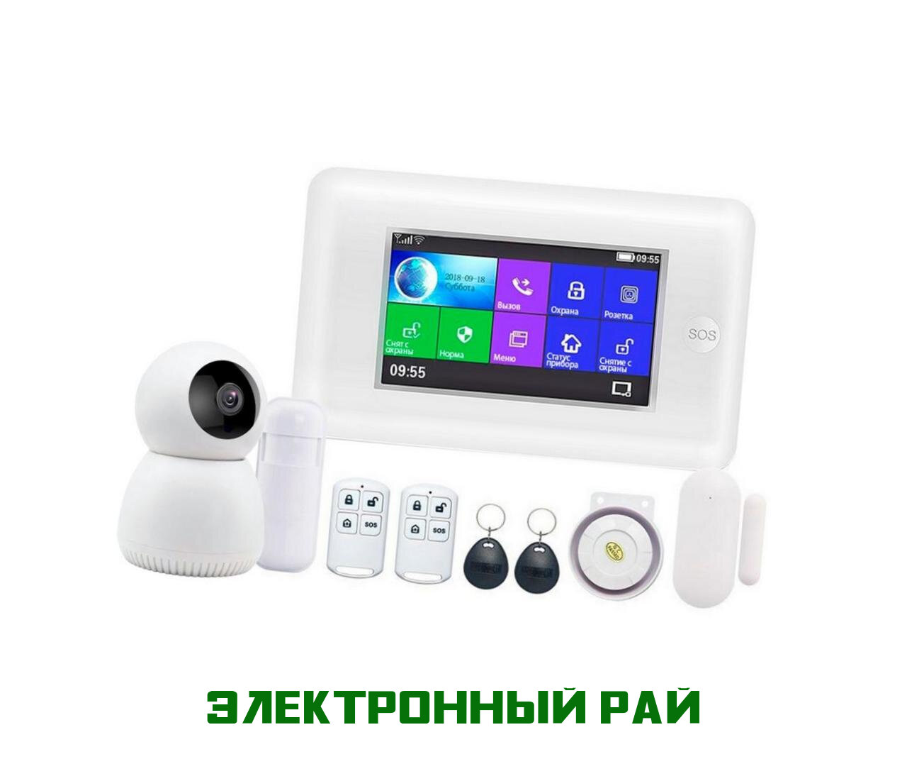 GSM/WI-FI сигнализация с датчиком движения и удаленным просмотром HD-ком 107-ASW5-8GS Strazh Галактика-GSM. Сигнализация с датчиками и видеокамерой. З