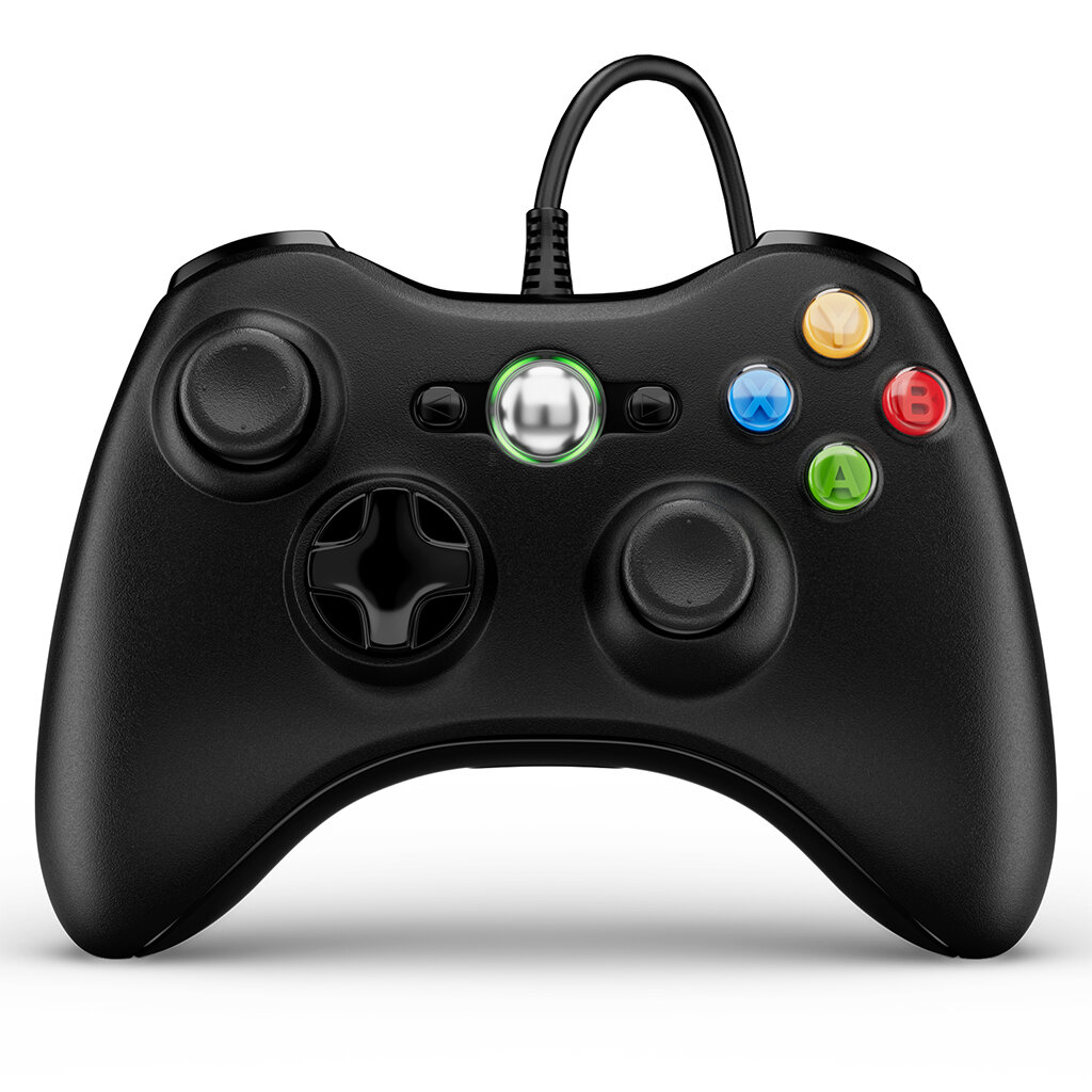 Проводной USB-геймпад для Xbox 360 и ПК Черный, джойстик с двойной вибрацией, датчик движения. Кабель USB 1,8 м.