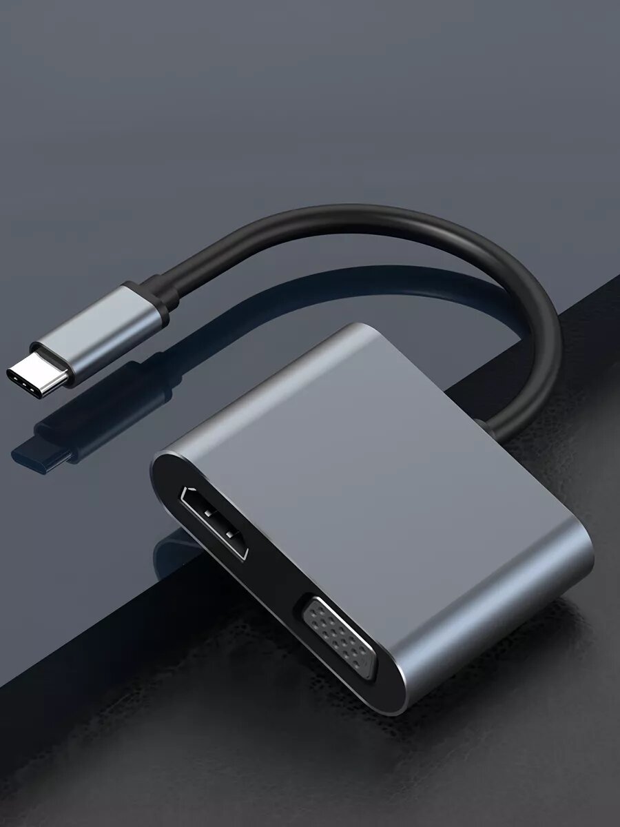 Видеоадаптер Хаб Type-C - Type-C /USB 3.0 / HDTV / VGA — фото 1