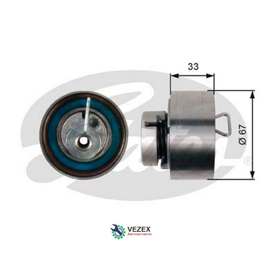 GATES T43005 ролик натяжной ремня ГРМ!\ Chrysler Stratus 2.4 95>, Jeep Cherokee 2.4 01>