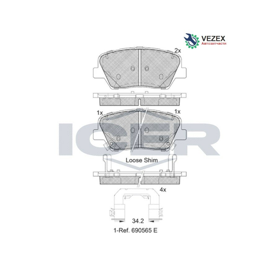 ICER 182147203 182147-203 колодки дисковые передние!\ KIA Seltos 19>, Hyundai Nexo 18>